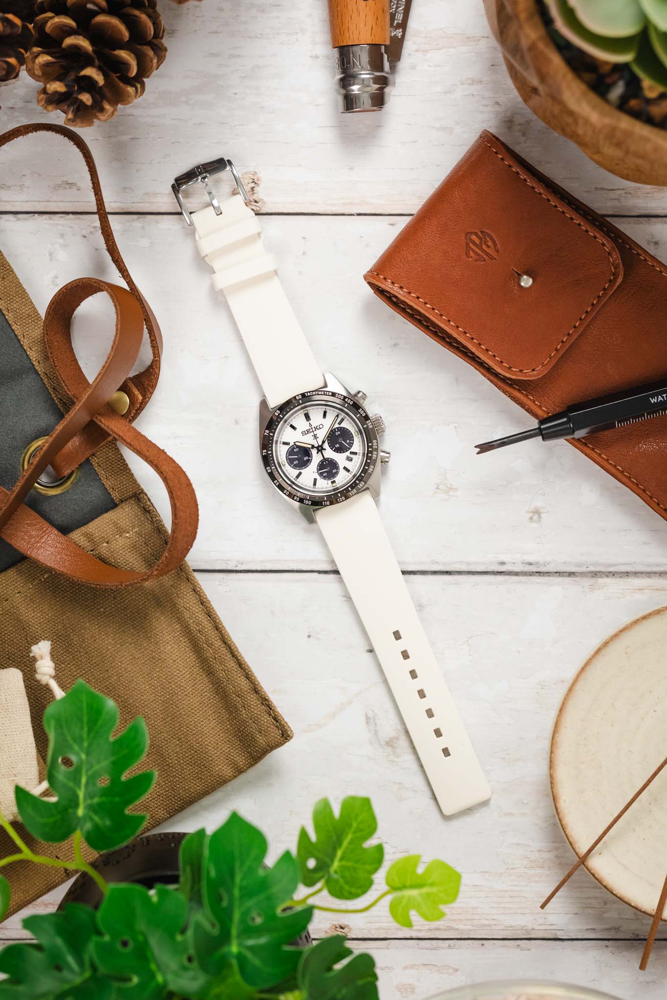 White Rubber Watch Strap | Pure | HirschStraps – HS by WatchObsession