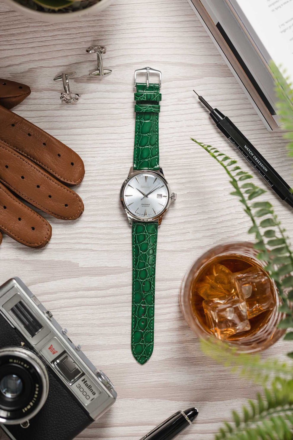 Forest Green Watch Strap | Crocograin | Hirsch Straps – HS by ...